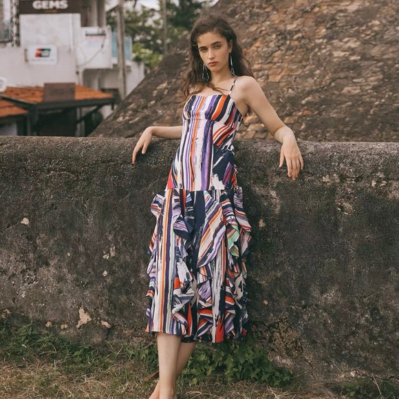 Dresses | Nwt French Style Maxi Muti Color Stripes Flowy Dress | Poshmark